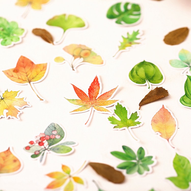 Leaves Sticker Plant Themed Autumn Leave Green Leaves - Etsy