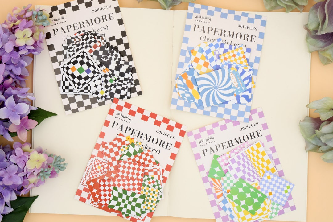 Checkerboard Collage Stickers Color Checker Pattern Themed Stickers - Etsy