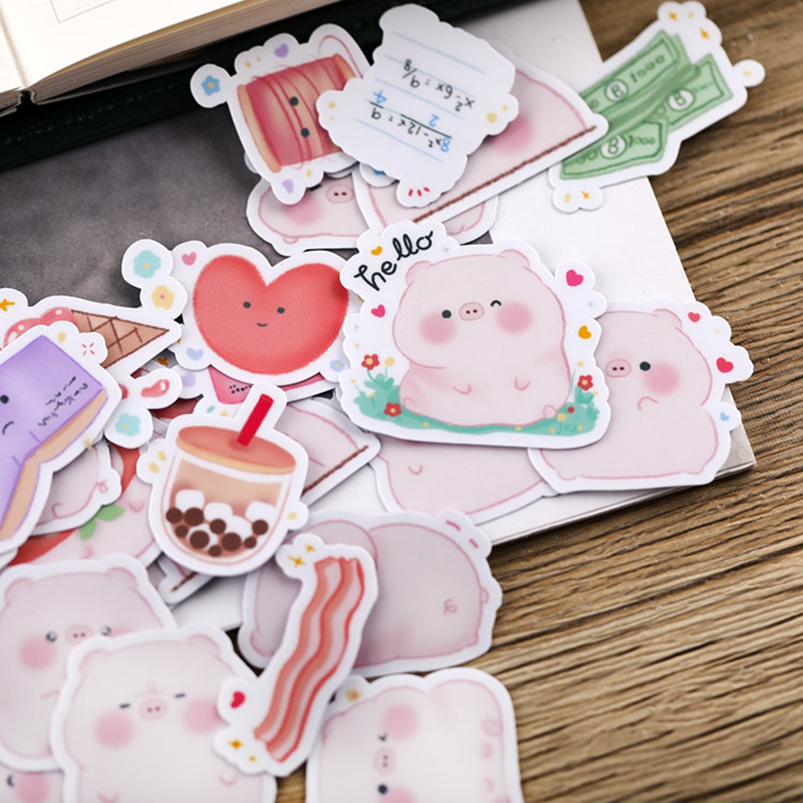 Cute Pig Piggy Sticker Themed Animal Sticker Die Cut Stickers, Journal ...