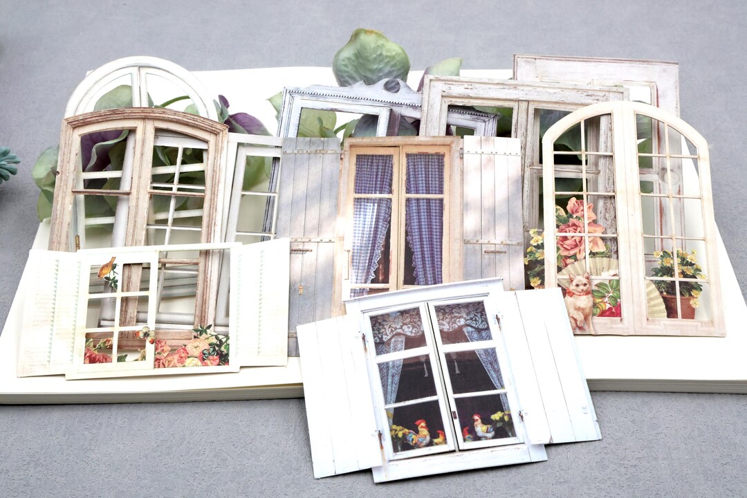Various Window Paper Cuts 10pcs/pack Window Card Junk Journal Kit Pack ...
