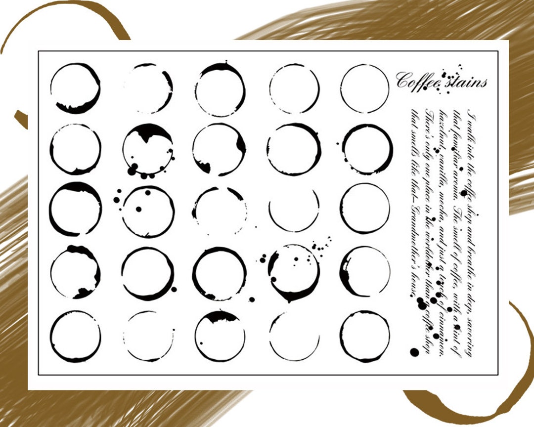Clear Stamp Set / Clear Stamps /coffee Stain Themed Transparent Stamps ...