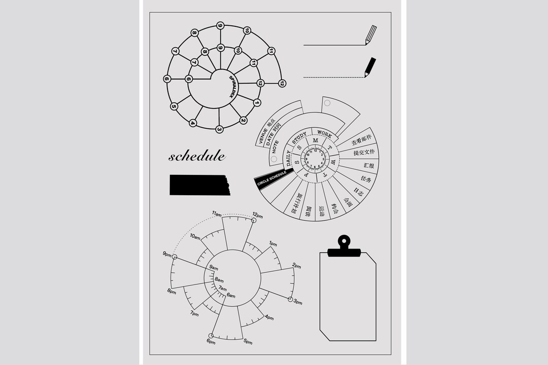 Clear Stamp Set / Clear Stamps / Time Pie Chart Time Time Management ...