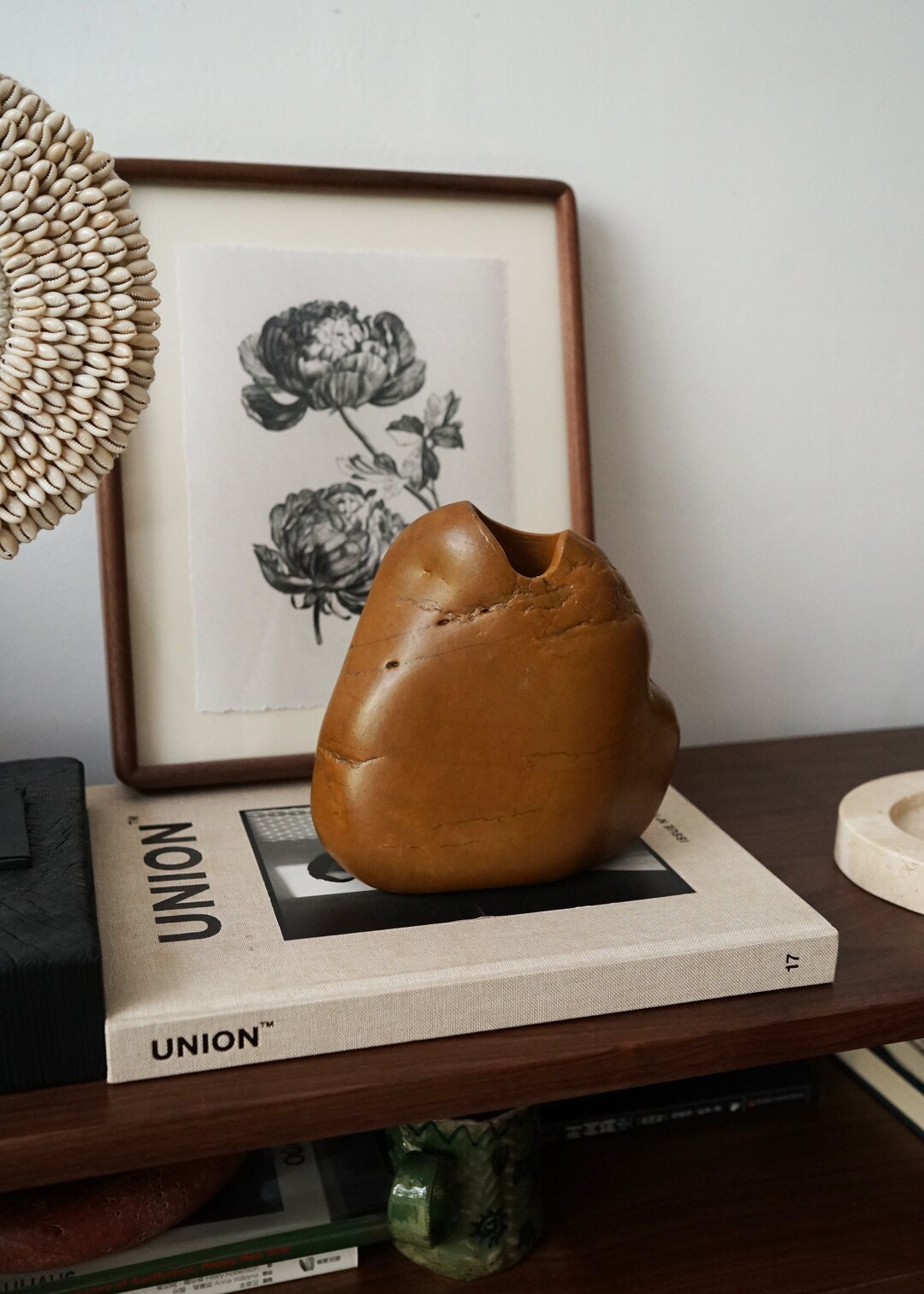 3KG Yellow Han River Stone Vase, Flower Bud Arrangement Holder，coastal ...