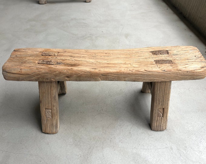 Small Antique Low Elm Bench ,22” Long Chinese Bench ,old Wood Stool ...