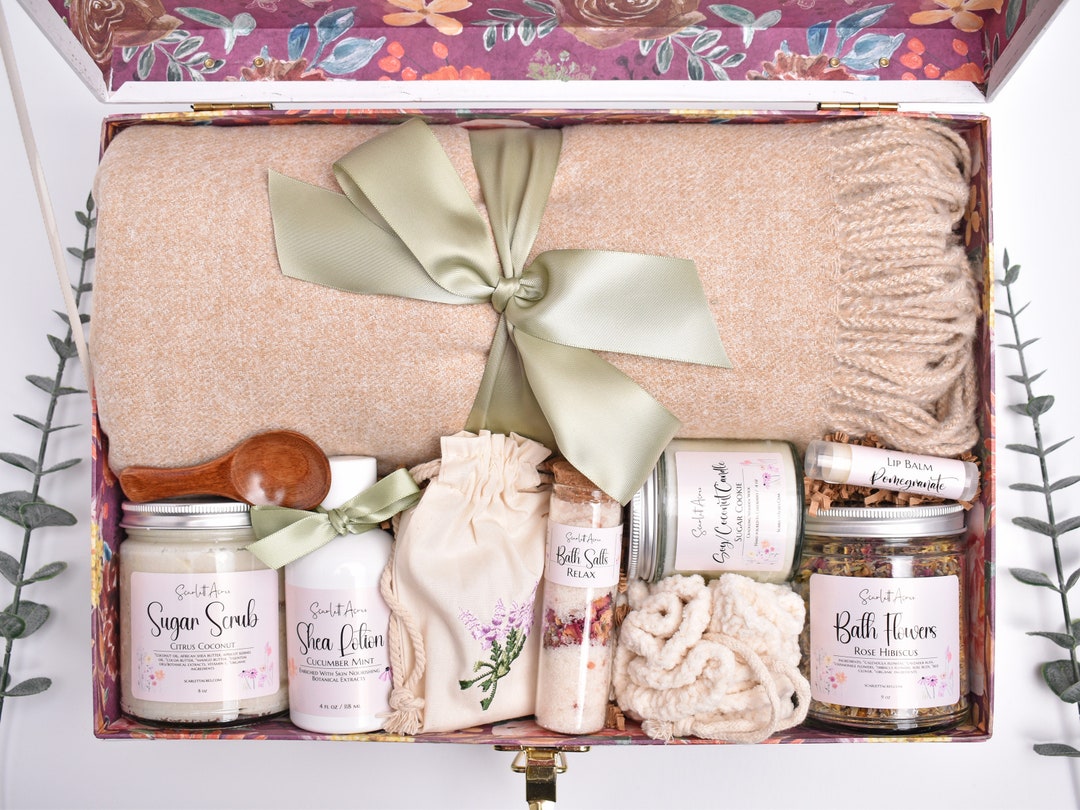 Caja de regalo de spa orgánico, regalo de cuidado personal, canasta de ...
