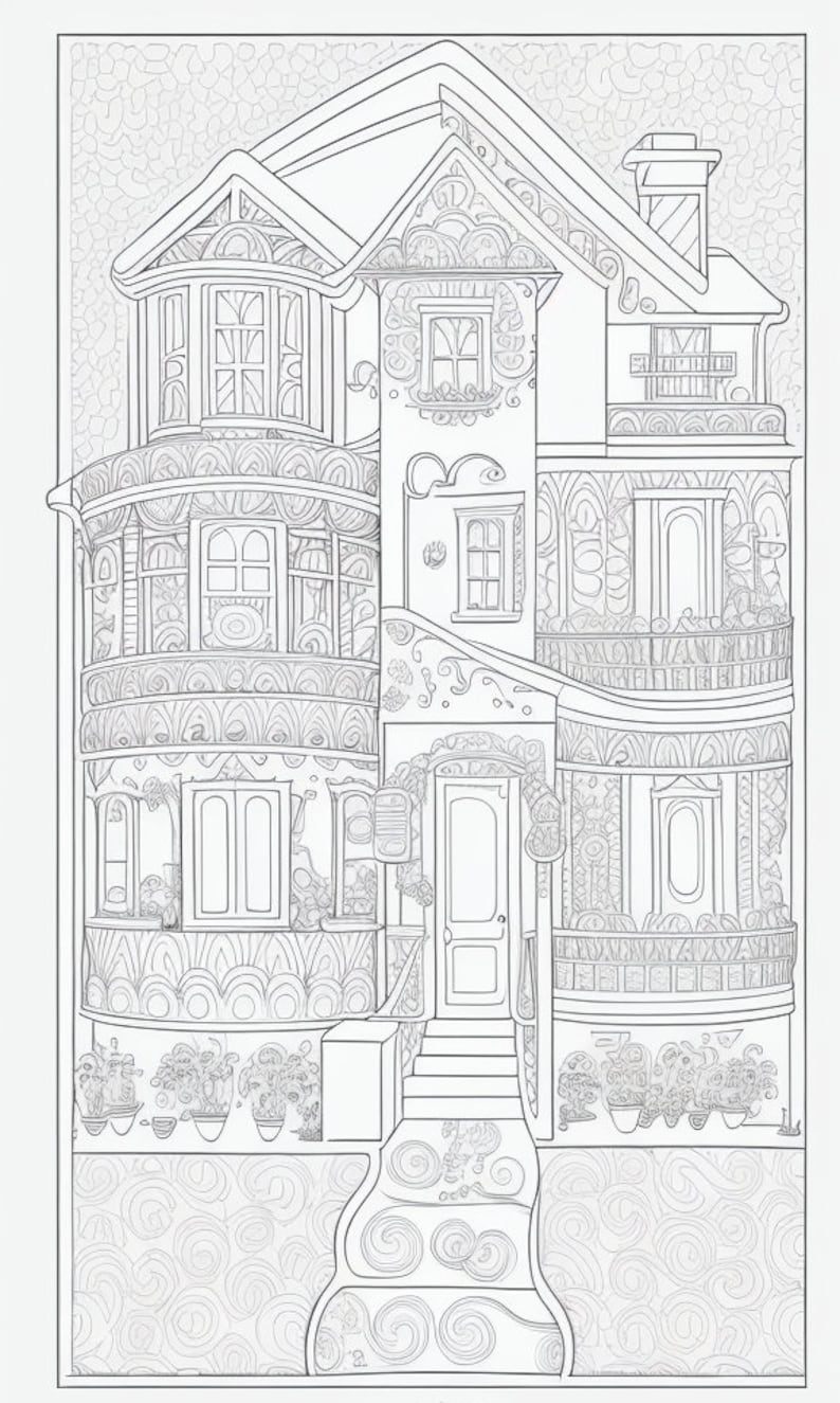 Intricate Homes Coloring Pages Bundle | Digital Download | 5 Pages - Etsy