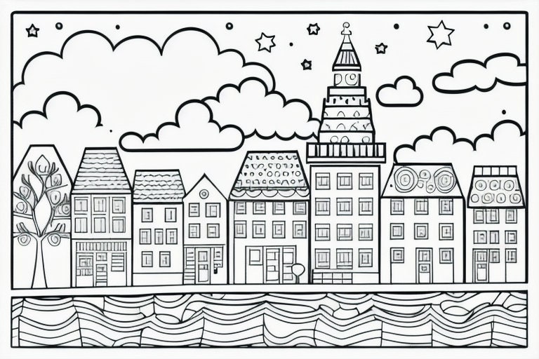 Cute Town Coloring Pages Bundle | Digital Download | 5 Pages - Etsy