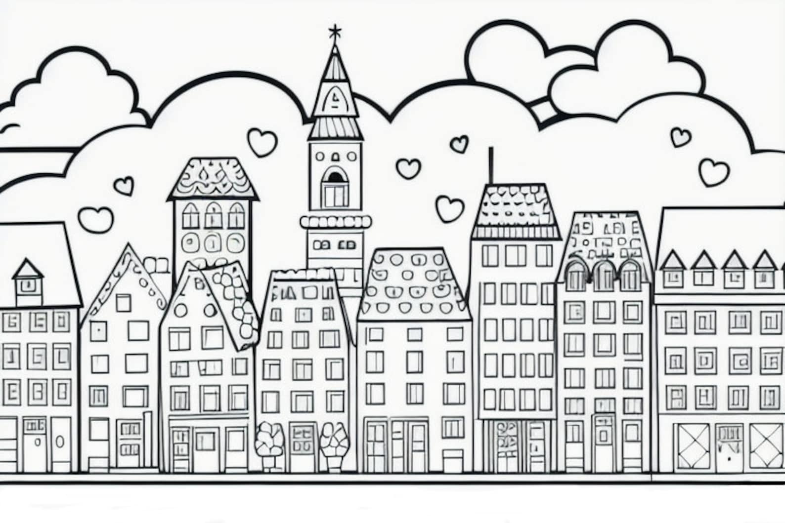 Cute Town Coloring Pages Bundle Digital Download 5 Pages - Etsy
