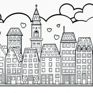 Cute Town Coloring Pages Bundle | Digital Download | 5 Pages - Etsy