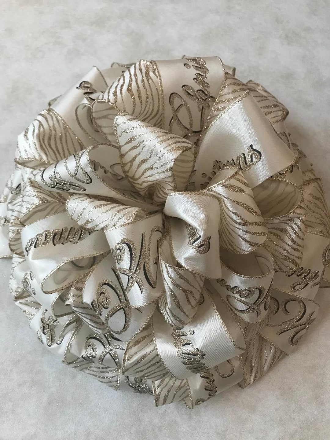 15" Tree Topper in Cream With "merry Christmas" Imprinted in Sparkly ...