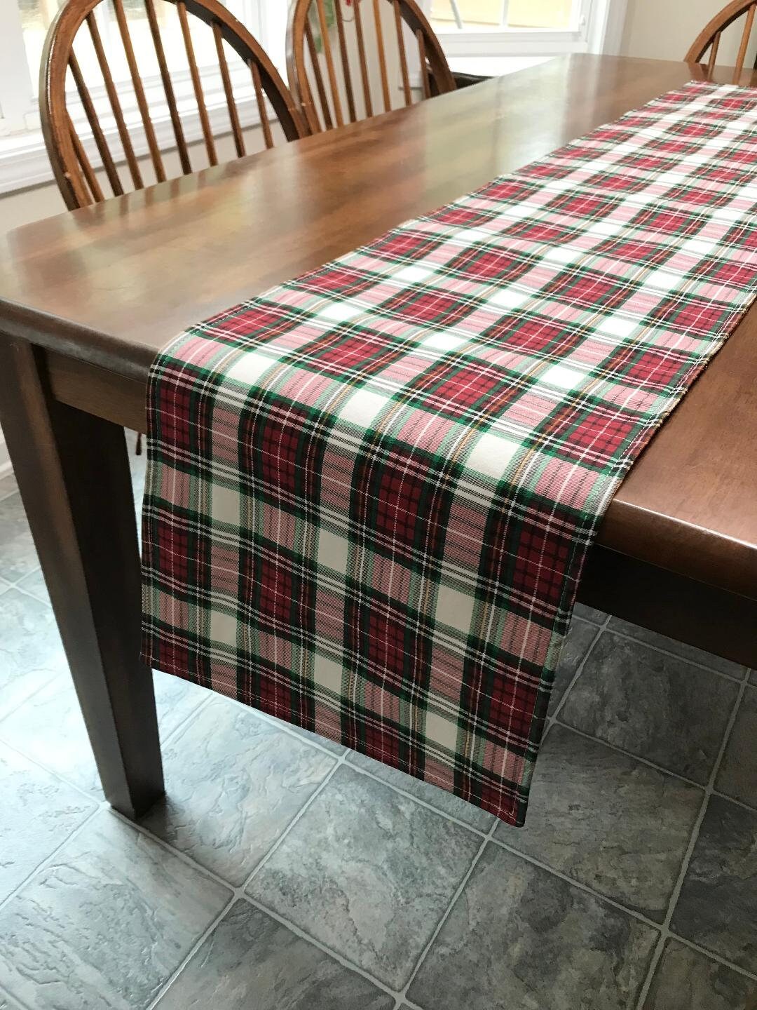 Classic Tartan Plaid Table Runner on WHITE Background is Several Sizes ...