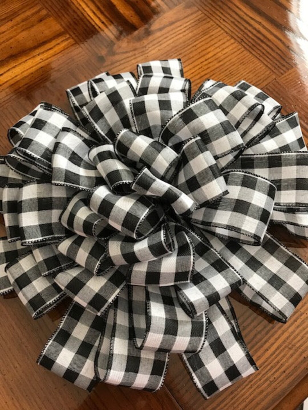 15 Black and White Buffalo Check Tree Topper, With Four Six Foot Tails ...