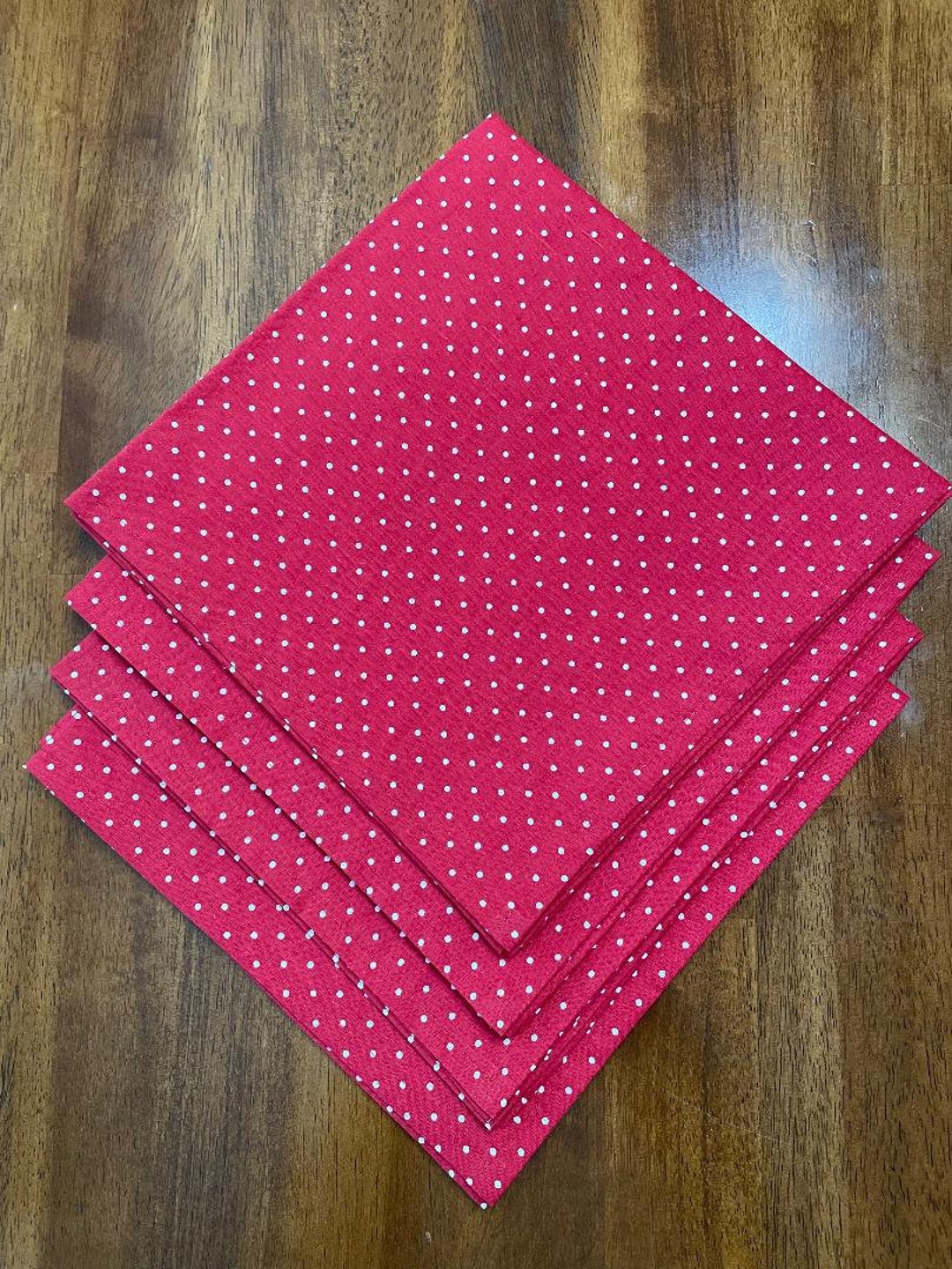 Dark Red Napkins With White Dots, Sold in Sets of Four. - Etsy