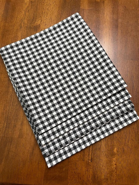 Black and White Check Dinner Napkins Sold in Sets of Four. - Etsy
