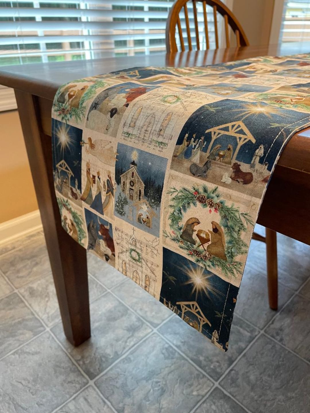 Nativity Table Runner: Cotton Christmas Decor, Three Wise Men - Etsy
