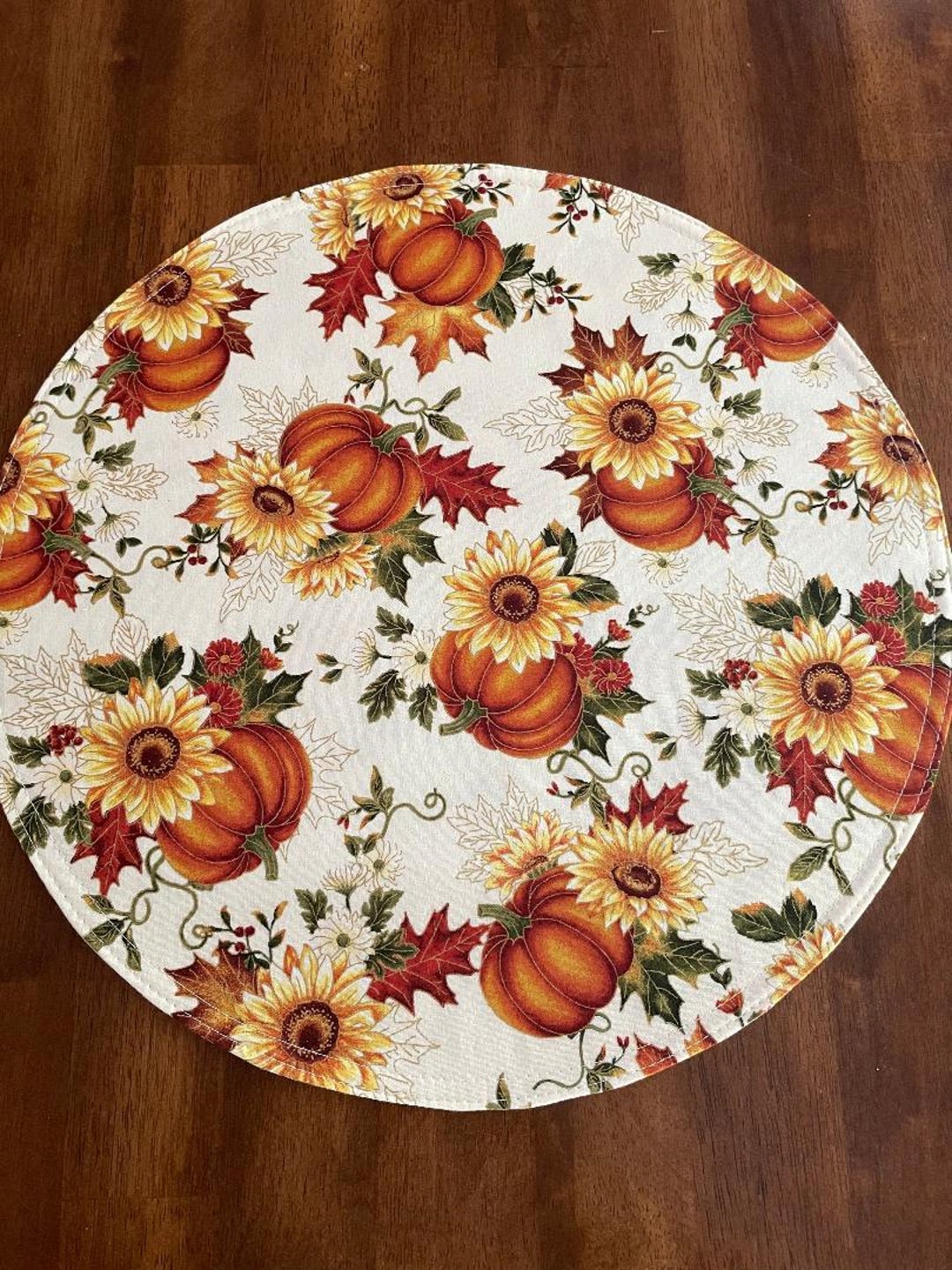 Fall Pumpkins and Sunflowers 15" Circular Placemat, Sold Individually ...