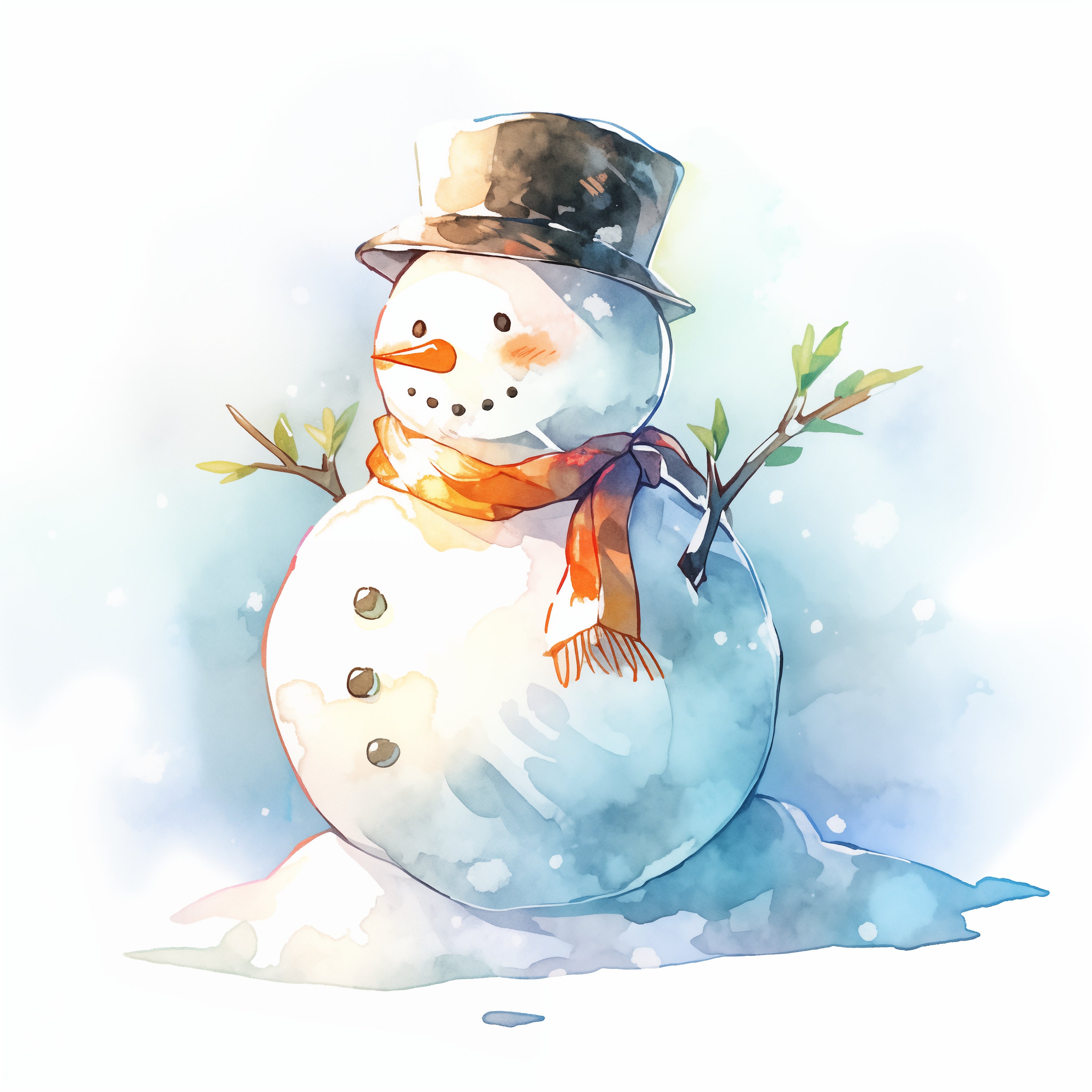 10 PNG Clipart Watercolor Snowman Transparent Background Hq 2500x2500px ...