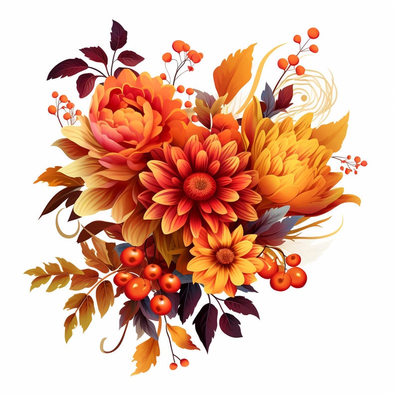 10 Clipart Floral Autumn Decoration Decor Fall Transparent Background ...
