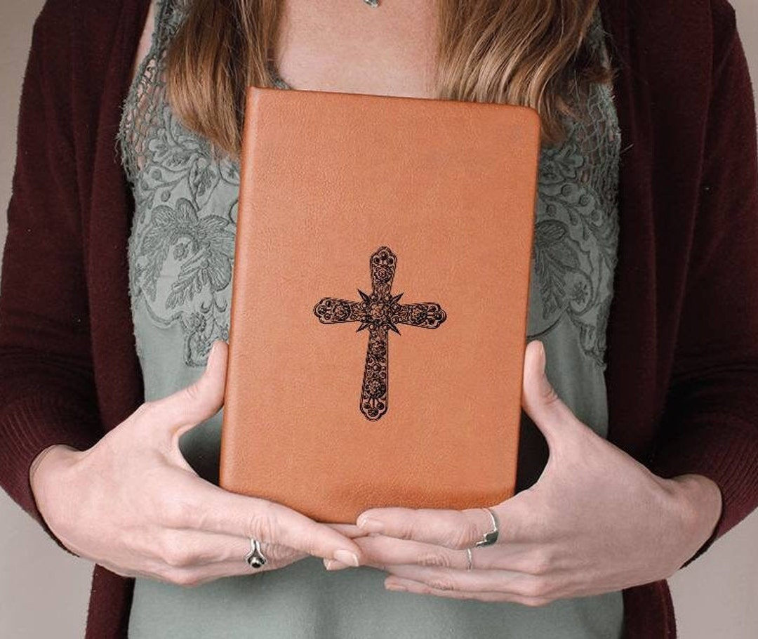 Leather Journal With Printed Cross Bible Study, Bible Notes, Diary ...
