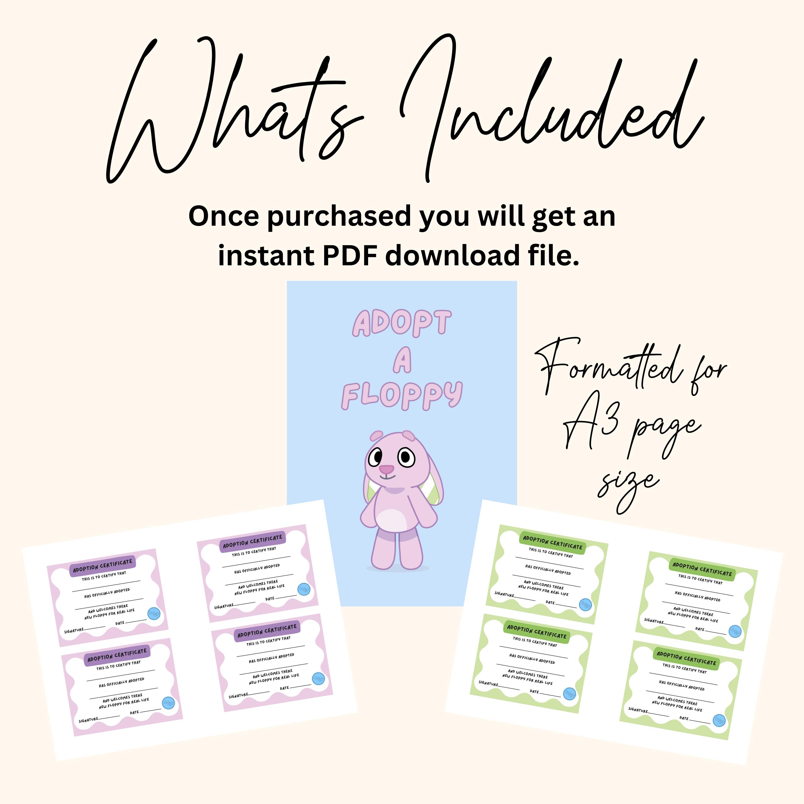 Adopt A Floppy Sign, Digital Download, Cartoon Dog TV Show Sign, 2 ...