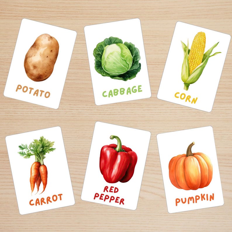 20 Vegetable Garden Flashcards Printable, Kids Learn Flashcards ...