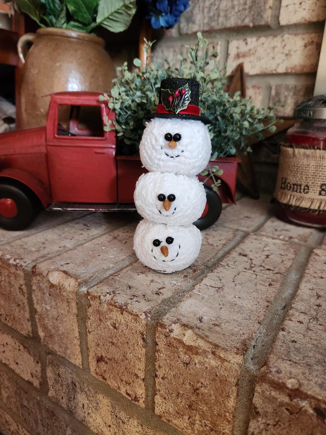 Stacked Snowman Heads/christmas Decor/shelf Sitter/winter Decor/snowman ...
