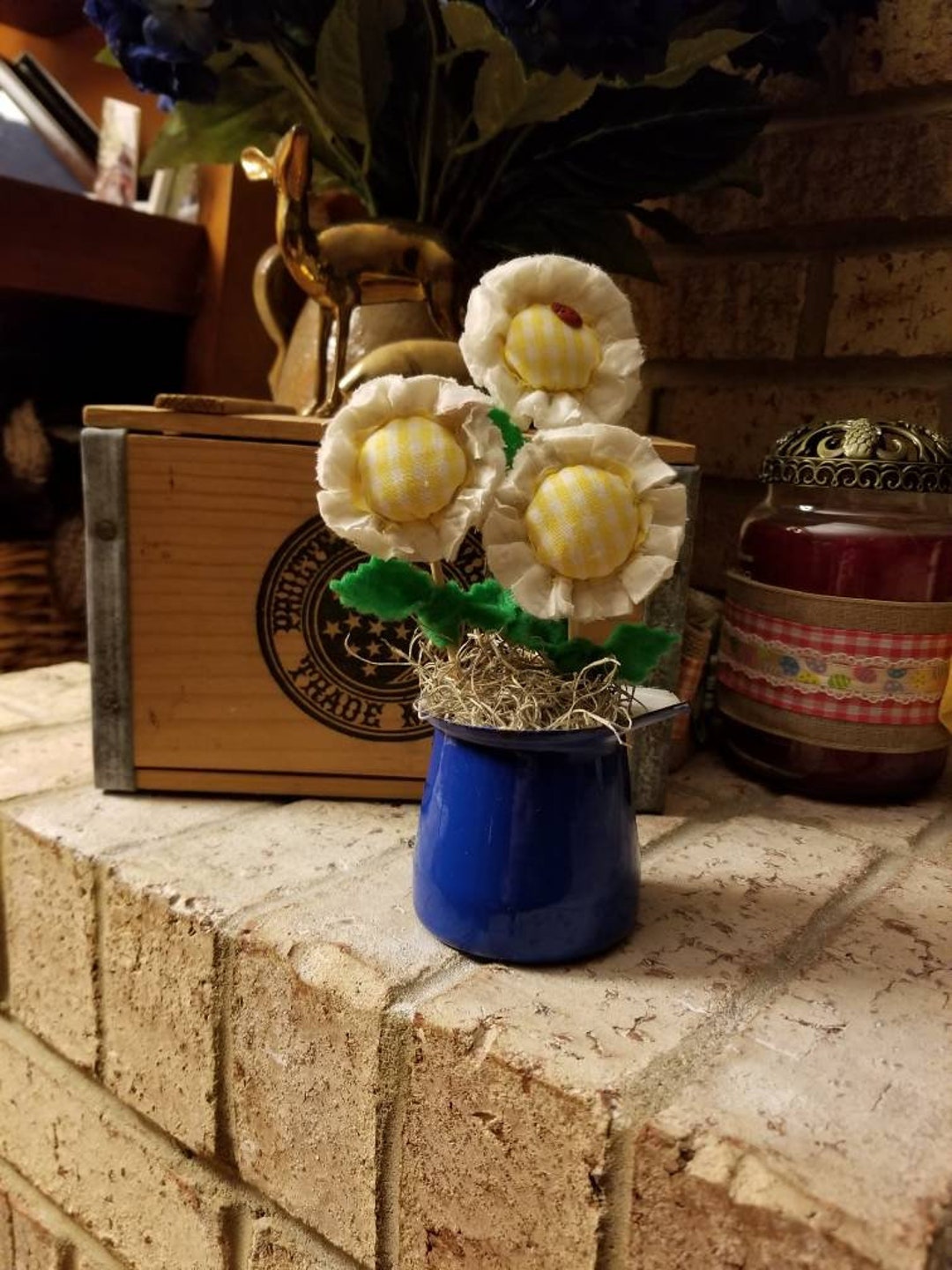 Quilt Floral Arrangements/quilt Flowers/daisy/spring Decor/shelf Sitter ...