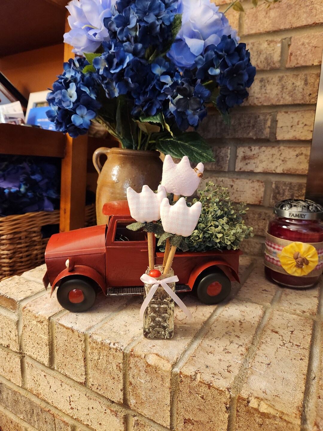 Tulip Floral Arrangements/primitive Flowers/tulips/spring Decor/shelf ...