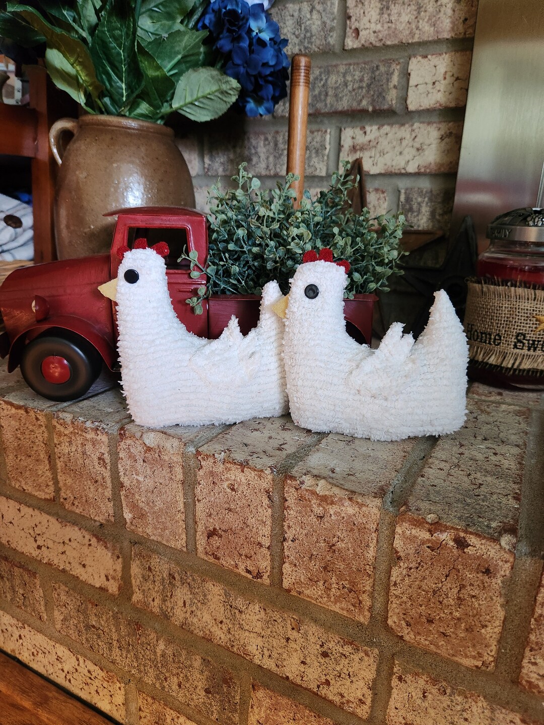 Chenille Chicken Shelf Sitter/farmhouse/country Decor/animals/shelf ...