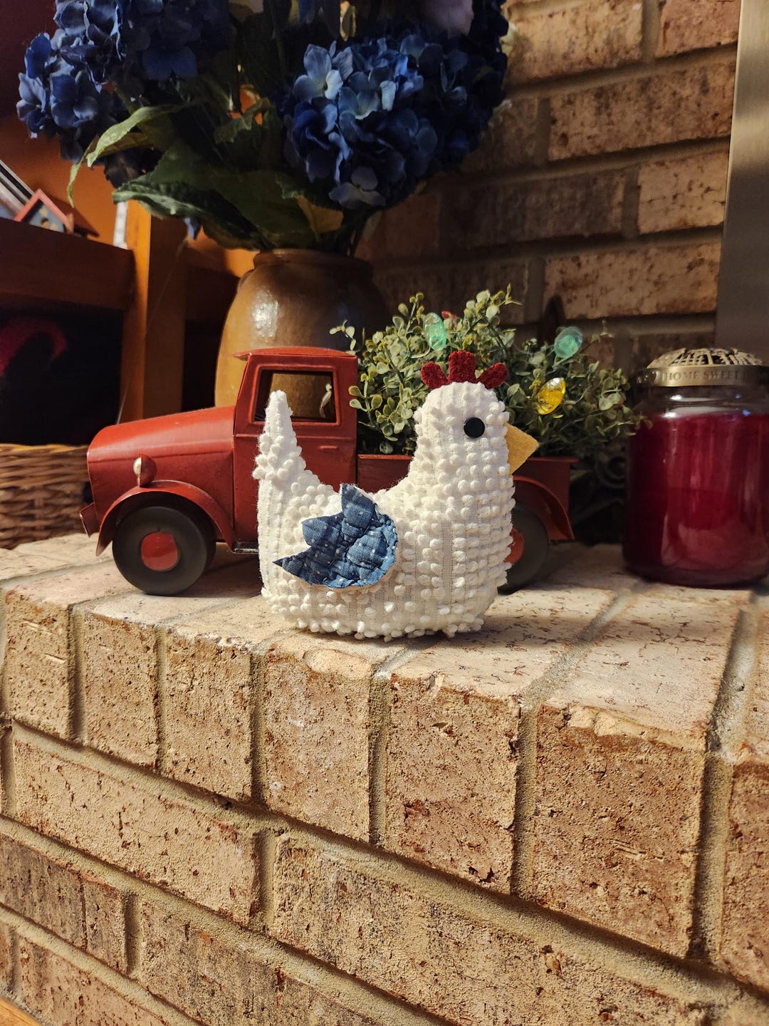 Chenille Chicken Shelf Sitter/farmhouse/country Decor/animals/shelf ...