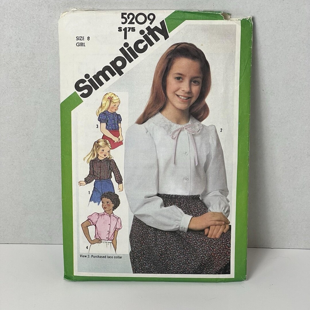 Vintage Simplicity Sewing Pattern #5209 Size 8 Girls 1981 Blouse 11 ...