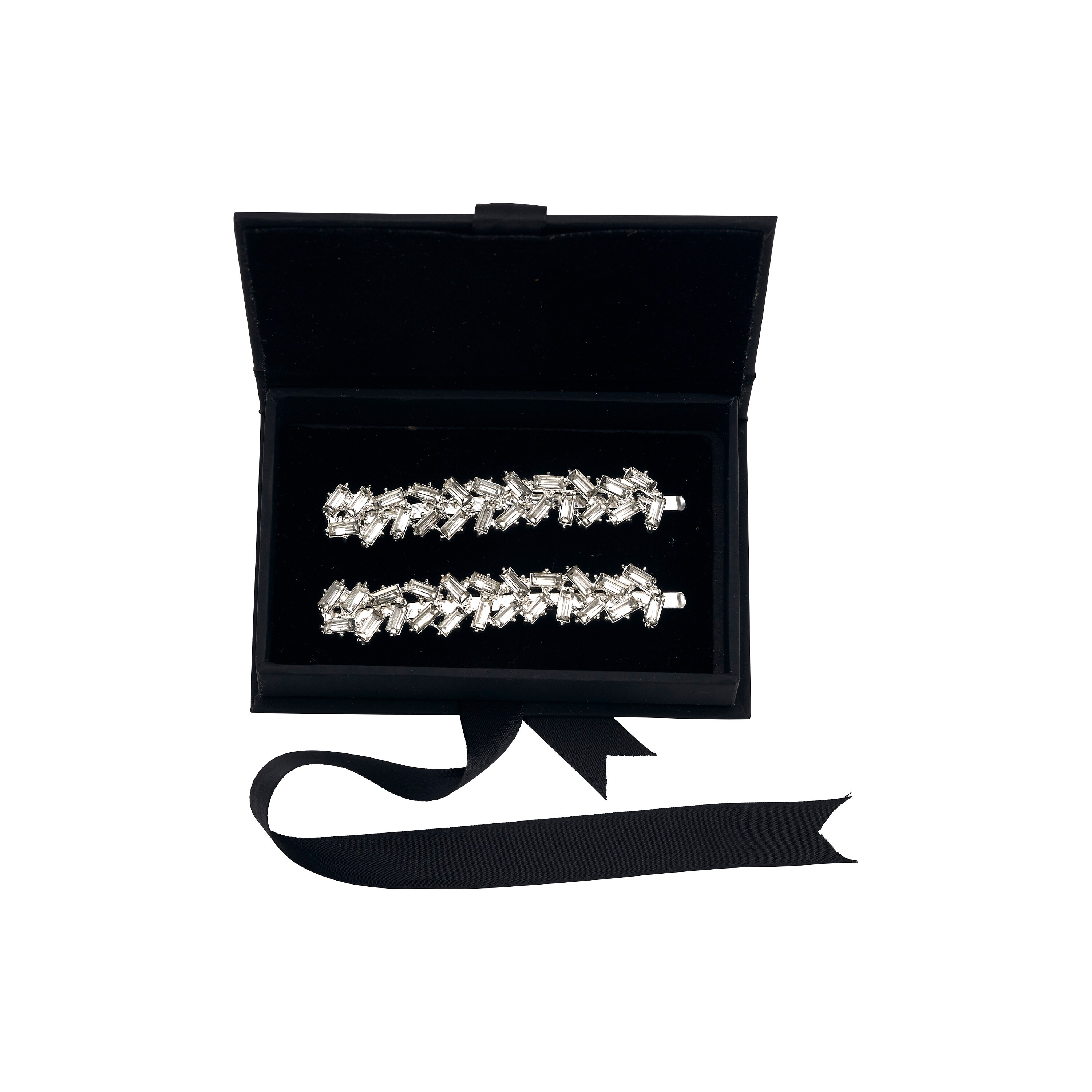 Silver Hair Pins Handmade Double rows of Quality Rhinestone | Etsy