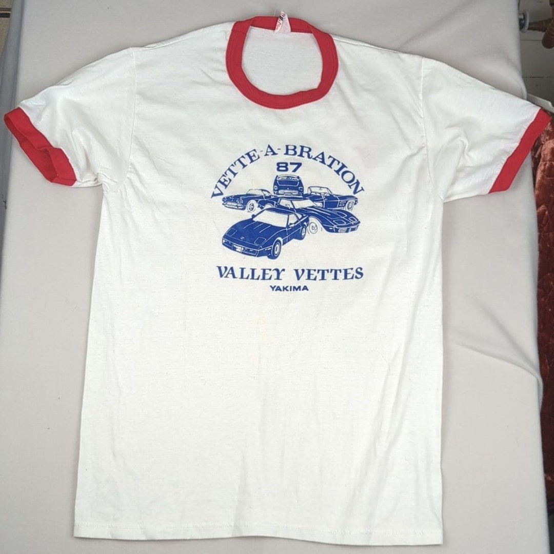 Vintage 1987 Corvette Convention Vette-a-bration Ringer Tee Yakima WA ...