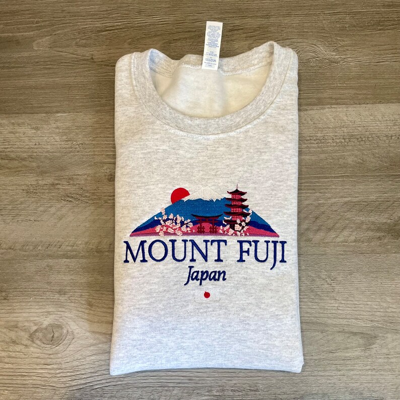 Mount Fuji Japan Embroidered Sweatshirt - Etsy