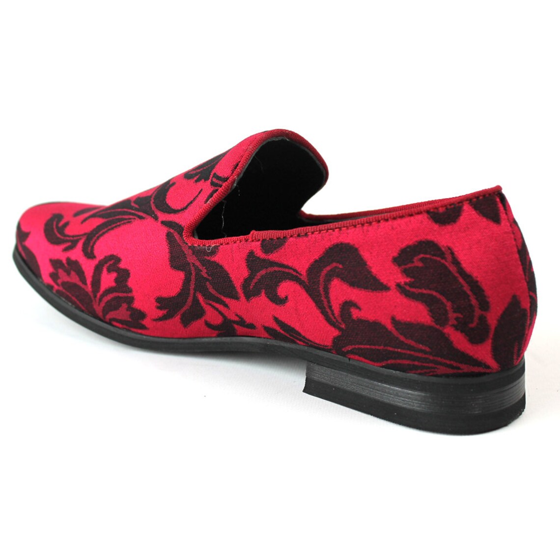 Men's Red Slip on Floral Print Dress Shoes Loafers 1714 - Etsy