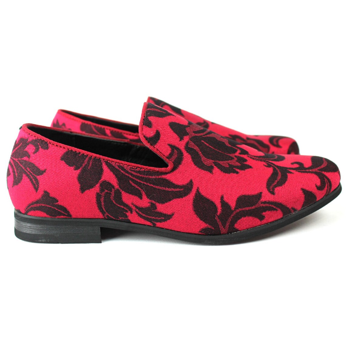 Men's Red Slip on Floral Print Dress Shoes Loafers 1714 - Etsy