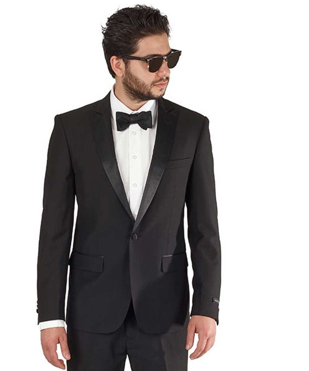 Slim Fit 1 Button Black Peak Lapel Mens Tuxedo Dinner Jacket AZAR MAN ...