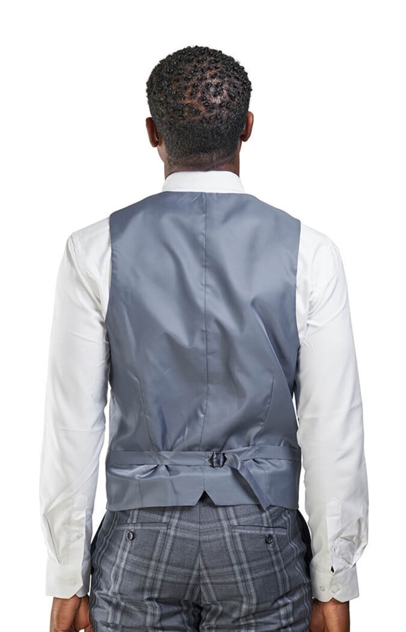 Men's Slim Fit Slate Gray Dress Vest Round Collar 4 - Etsy