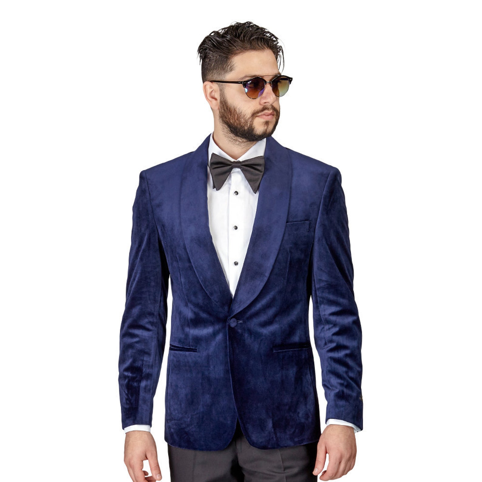 Tuxedo Jacket Mens Slim Fit Navy Blue Velvet Dinner Blazer - Etsy