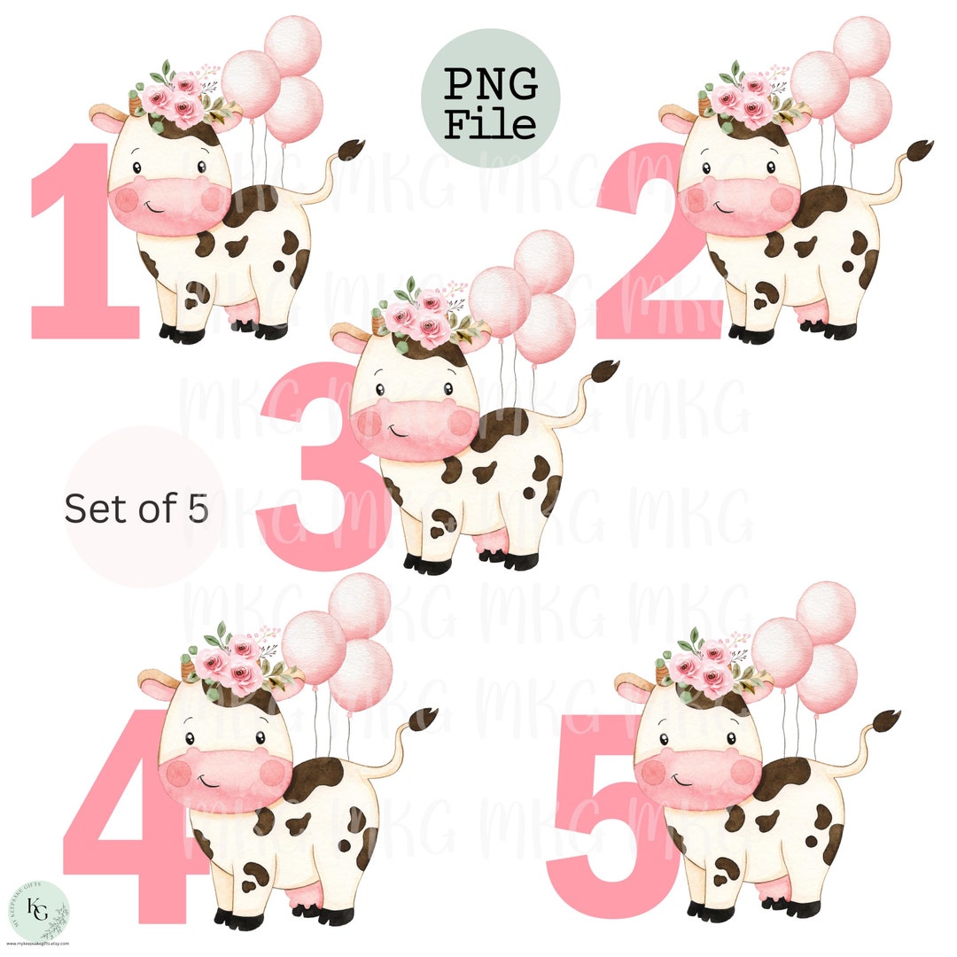 Girls Cow Birthday PNG Download for Birthday Shirts and Bodysuits,cow ...