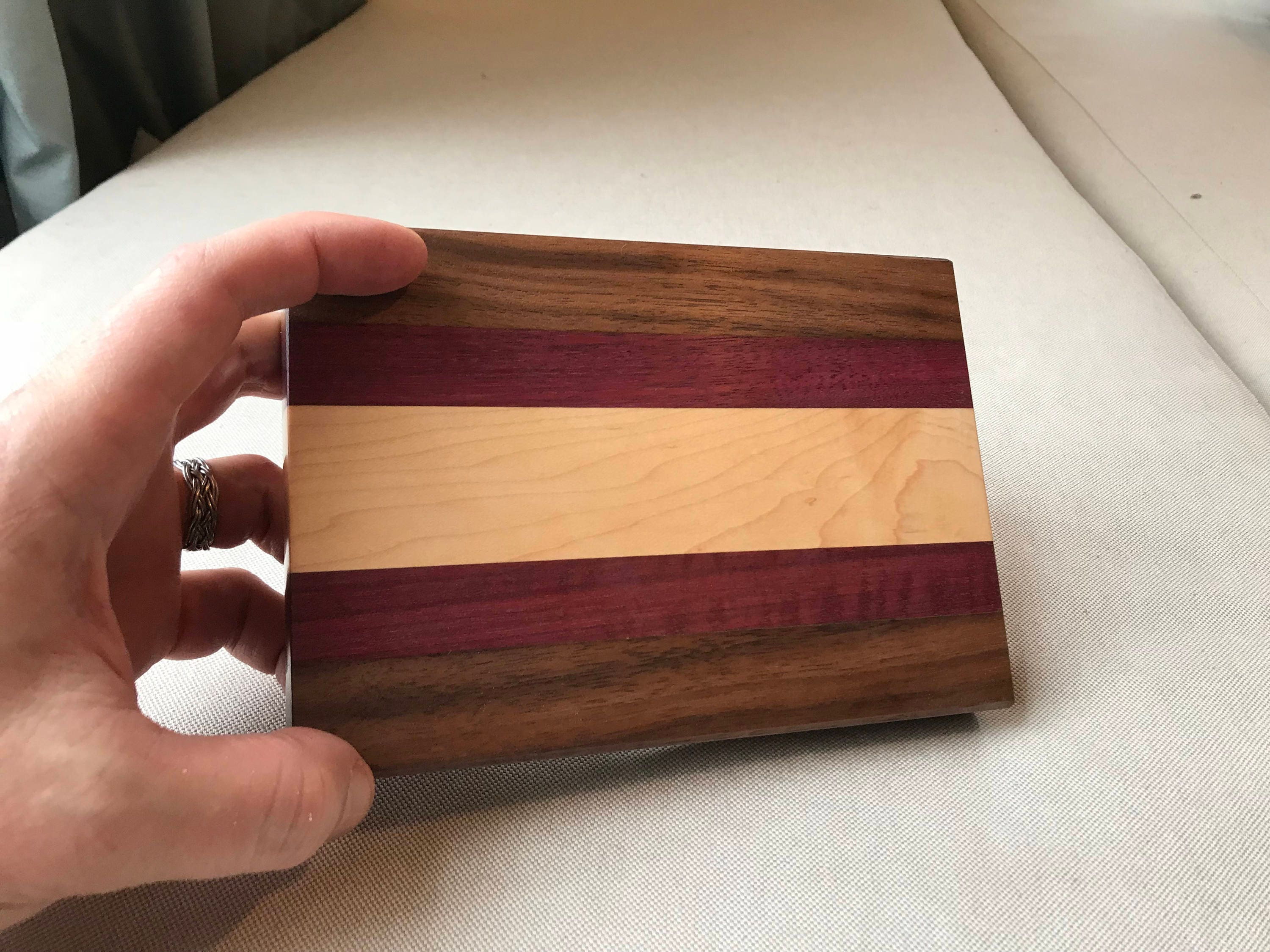 Mini Hardwood Cutting Board: Maple, Purpleheart, & Walnut - Etsy