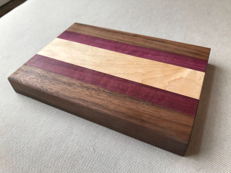 Mini Hardwood Cutting Board: Maple, Purpleheart, & Walnut - Etsy
