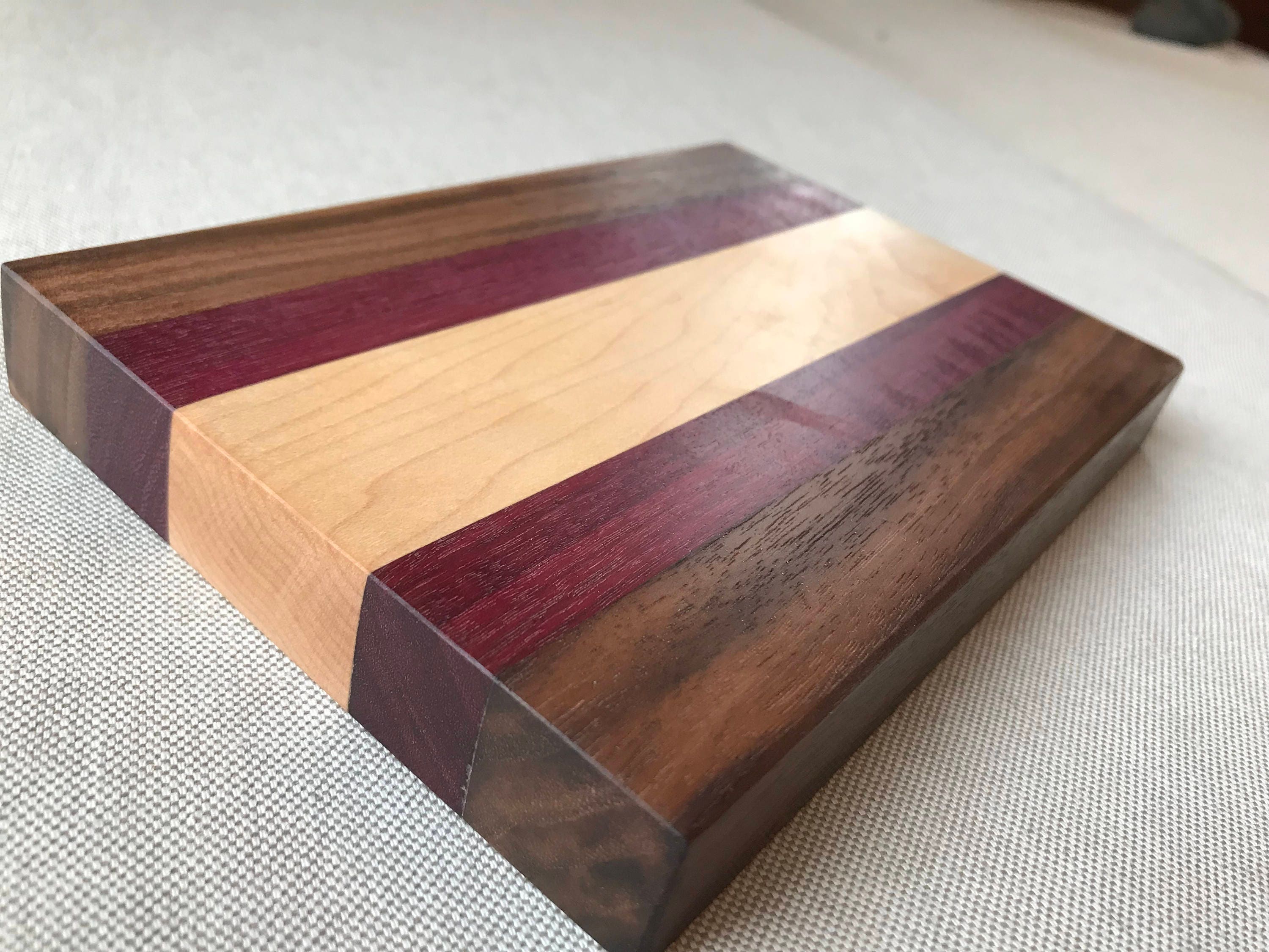 Mini Hardwood Cutting Board: Maple, Purpleheart, & Walnut - Etsy