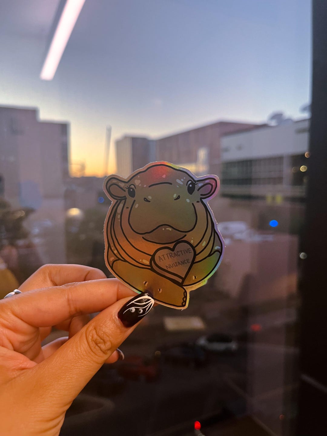 Moo Deng Pygmy Hippo Holographic Sticker - Etsy