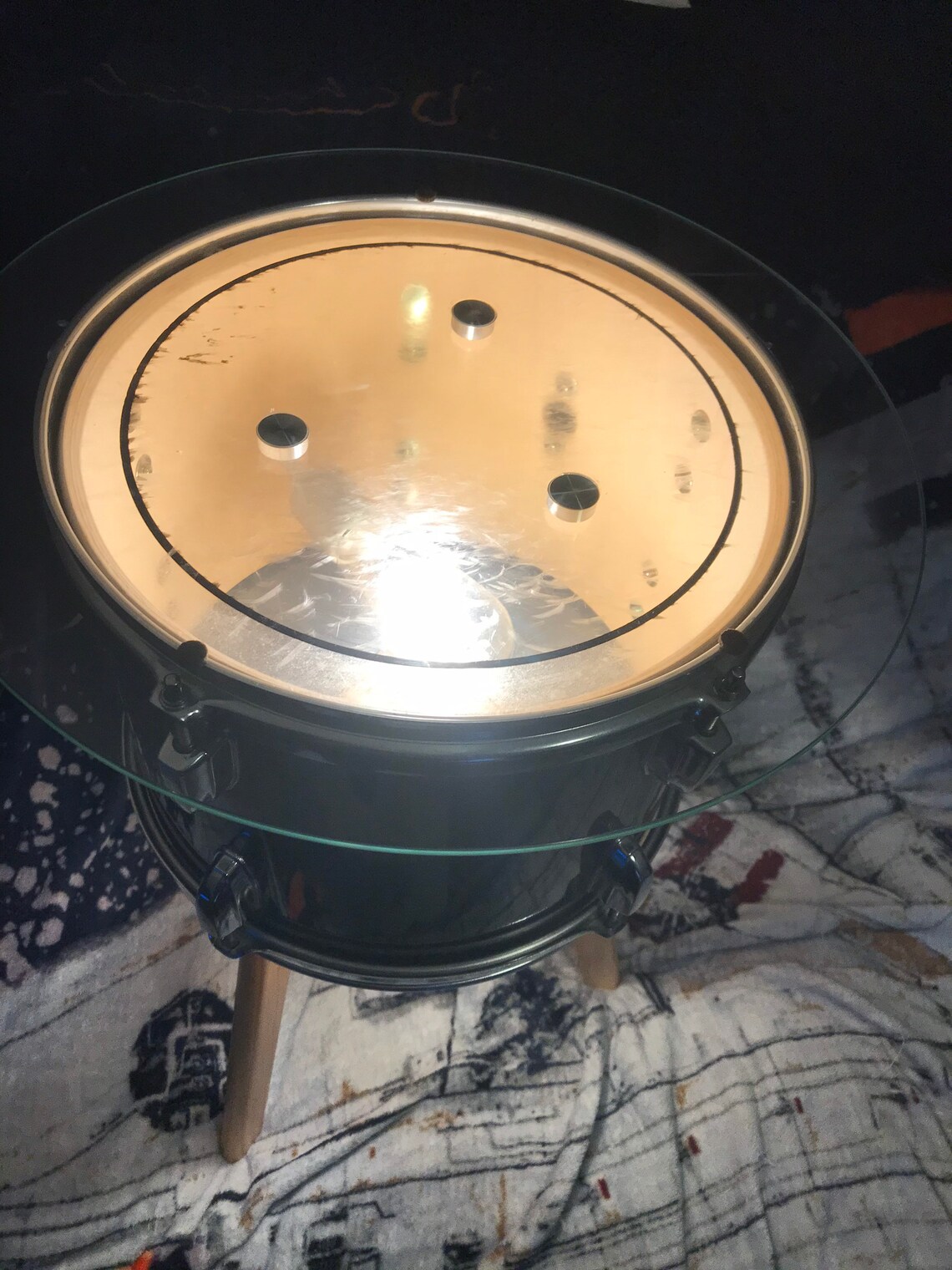 Drum Lamp Side Table With Wooden Legs | Etsy