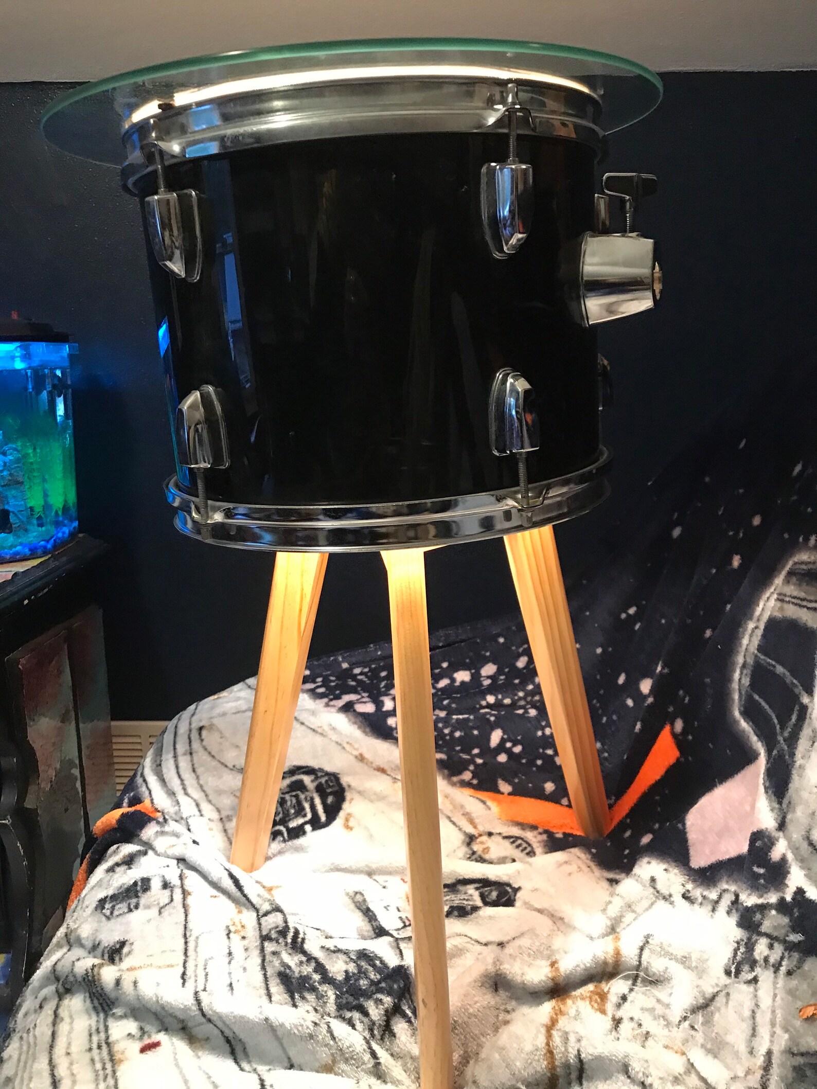 Drum Lamp Side Table With Wooden Legs - Etsy