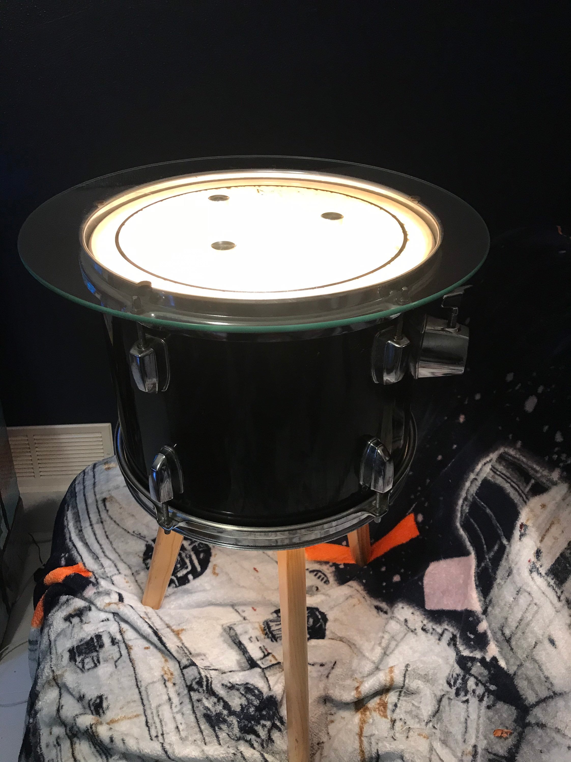 Drum Lamp Side Table With Wooden Legs - Etsy