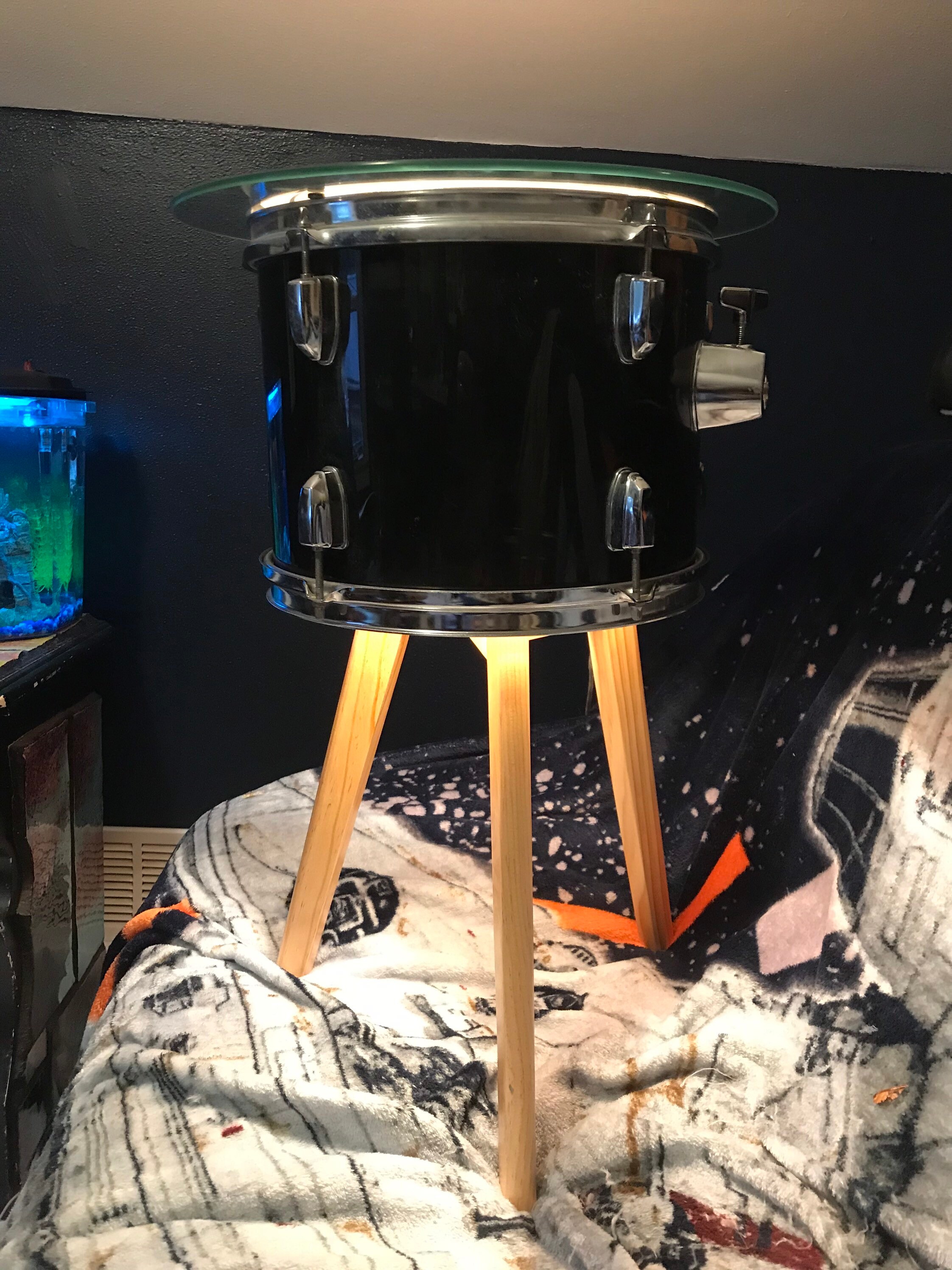 Drum Lamp Side Table With Wooden Legs | Etsy