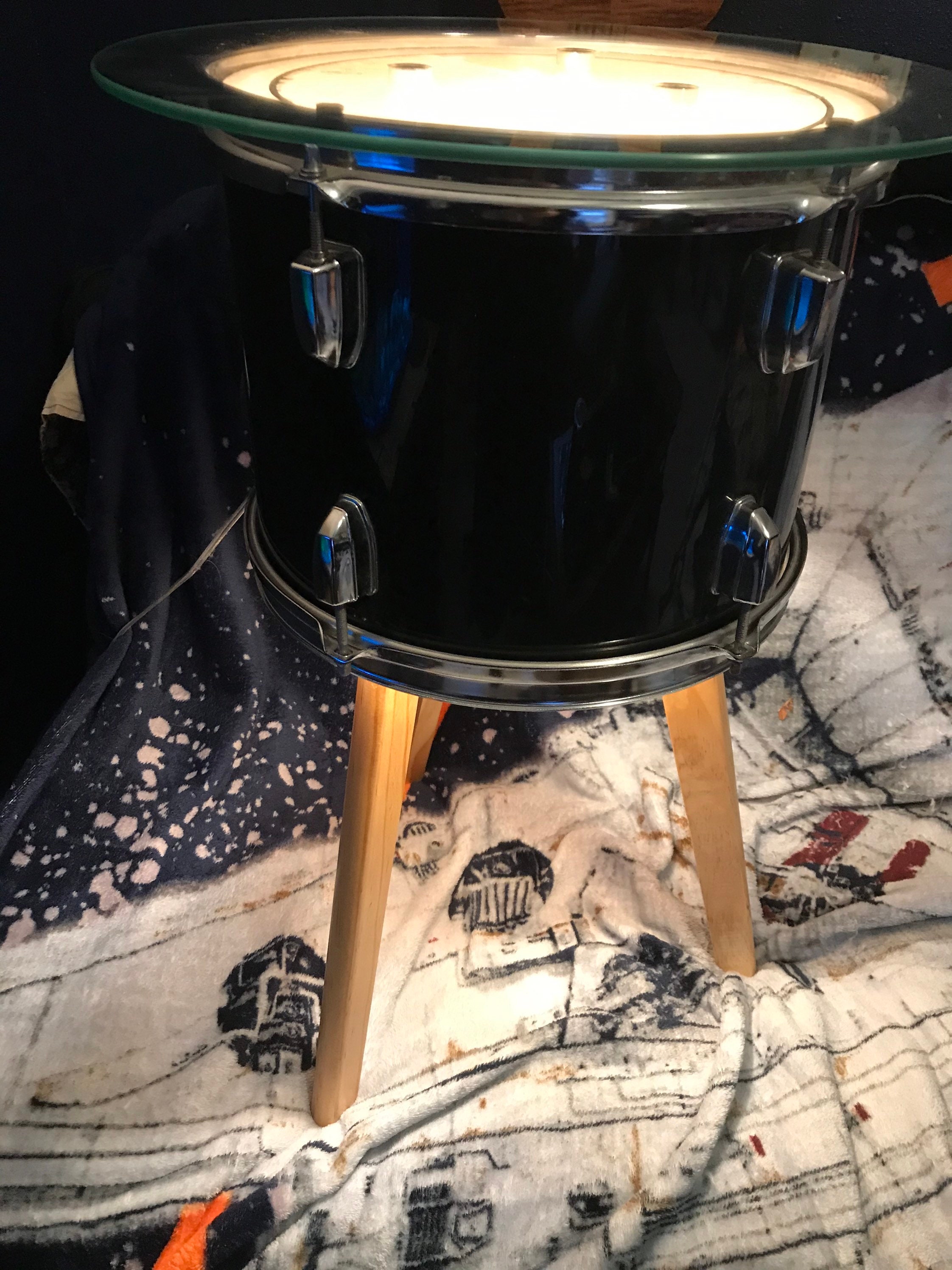 Drum Lamp Side Table With Wooden Legs - Etsy