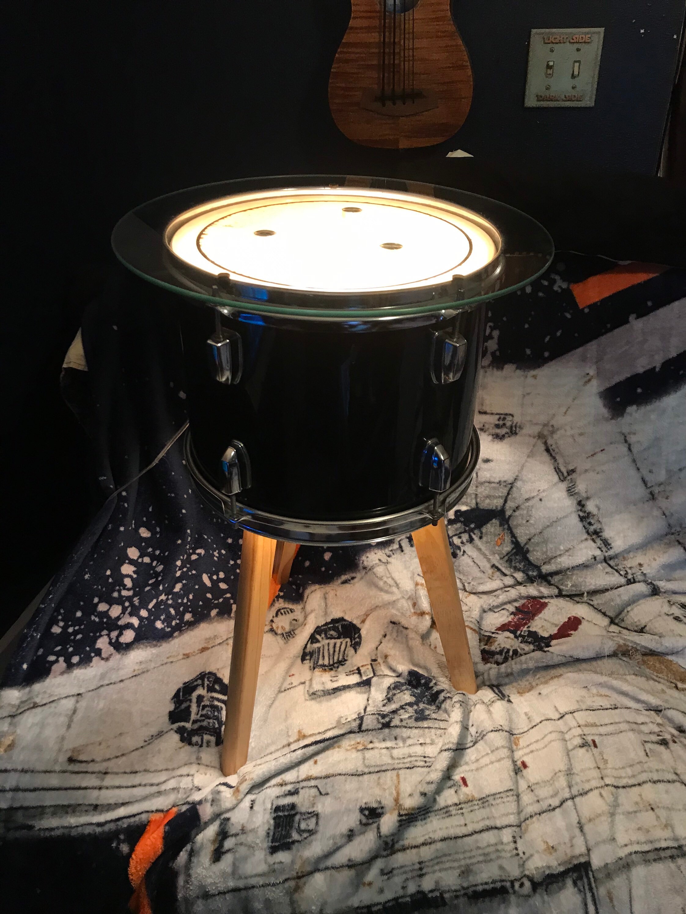 Drum Lamp Side Table With Wooden Legs - Etsy